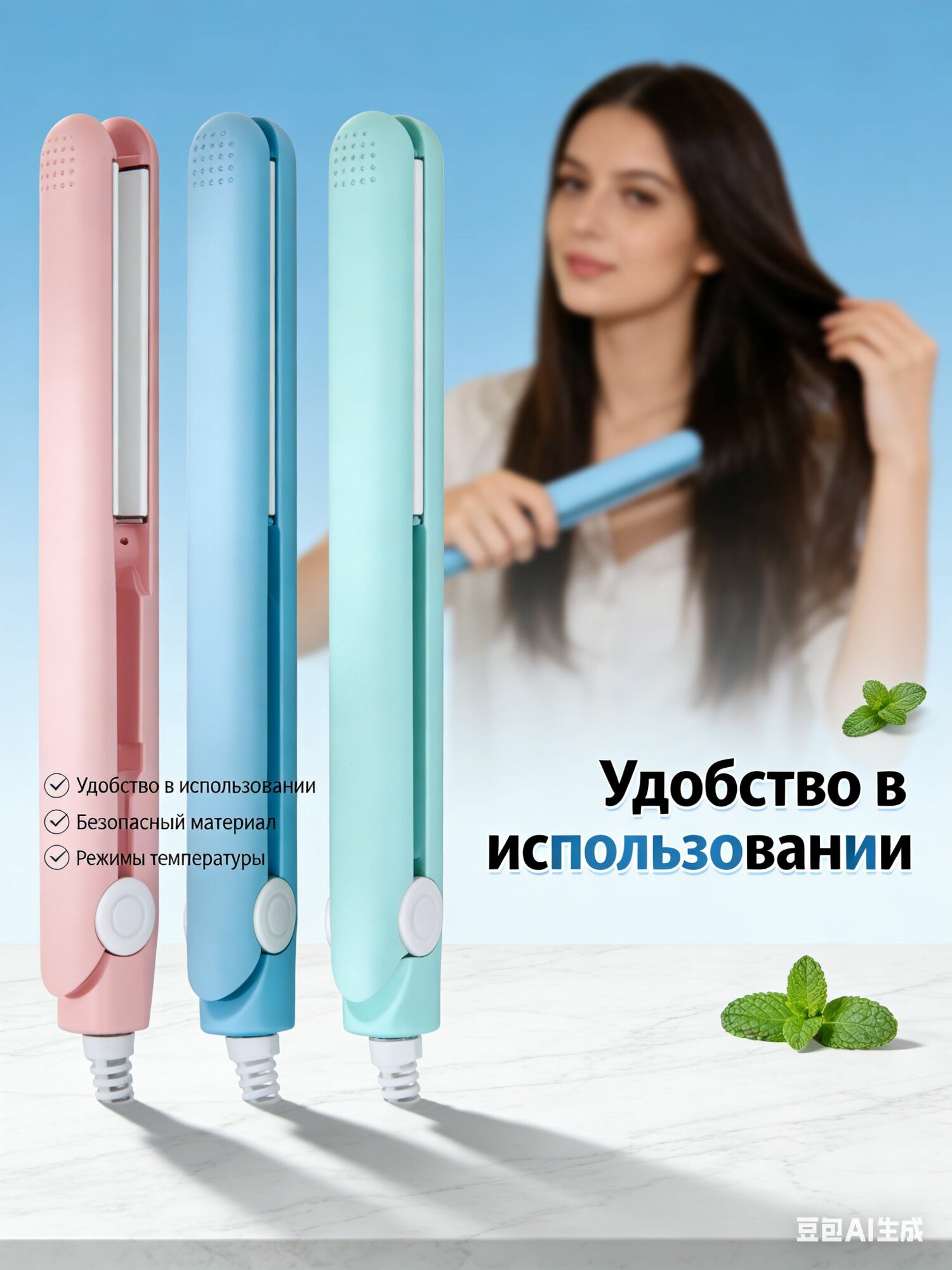Мини-щипцы для завивки, керамические щипцы для завивки волос на короткие и средние волосы, есть два режима укладки, их легко носить с собой и перемещать, синий стиль