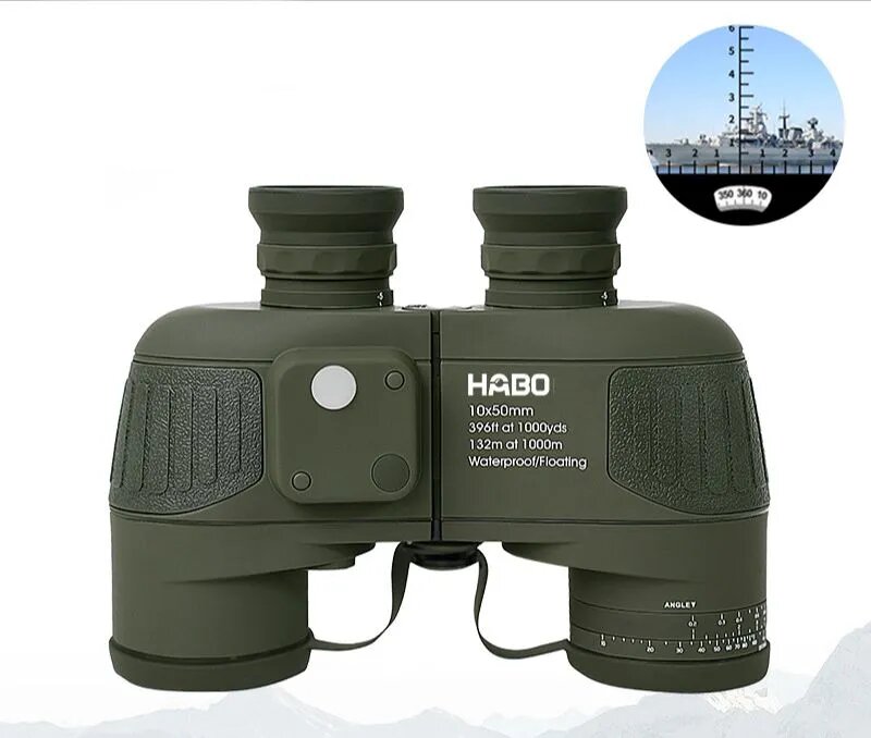 HABO Бинокль 10x50mm с дальномером и компасом для морских путешествий, охоты и активного отдыха на воде