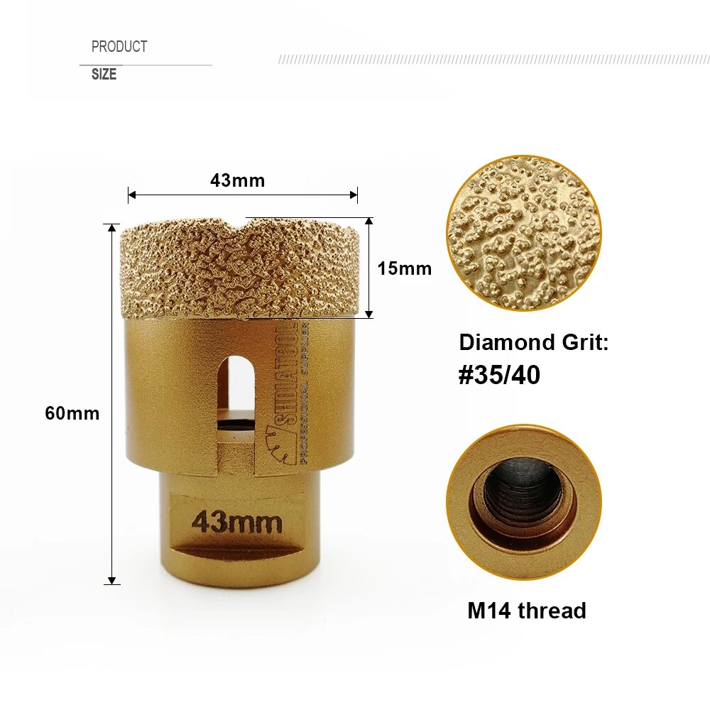 SHDIATOOL Колонковые буровые долота 4-160 мм золотые 43mm