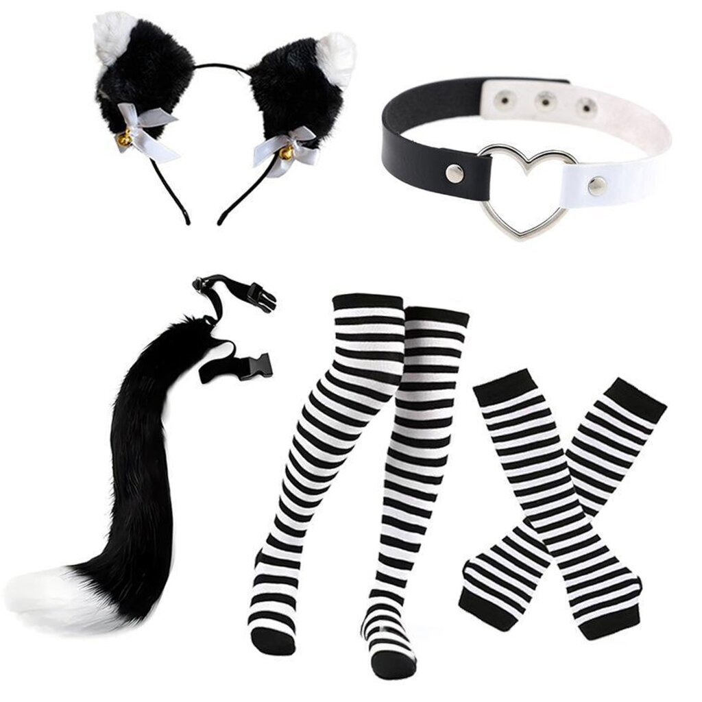 Милый кот косплей реквизит кошачьи ушки резинка для волос перчатки чулки кошачий хвост аксессуары черный