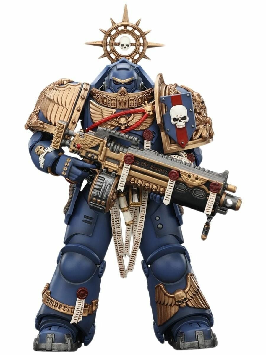 Подвижная фигурка JOYTOY Warhammer 40K Ultramarines Heavy Relic Primus Armor with Heavy Relic Bolt Rifle, Игры для персонажей Коллекция подарков на день рождения