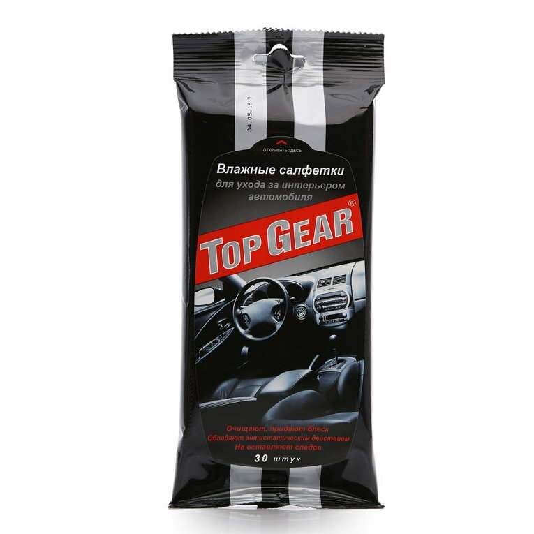 Top Gear Влажные салфетки для ухода за салоном автомобиля, 30 шт, AV48039