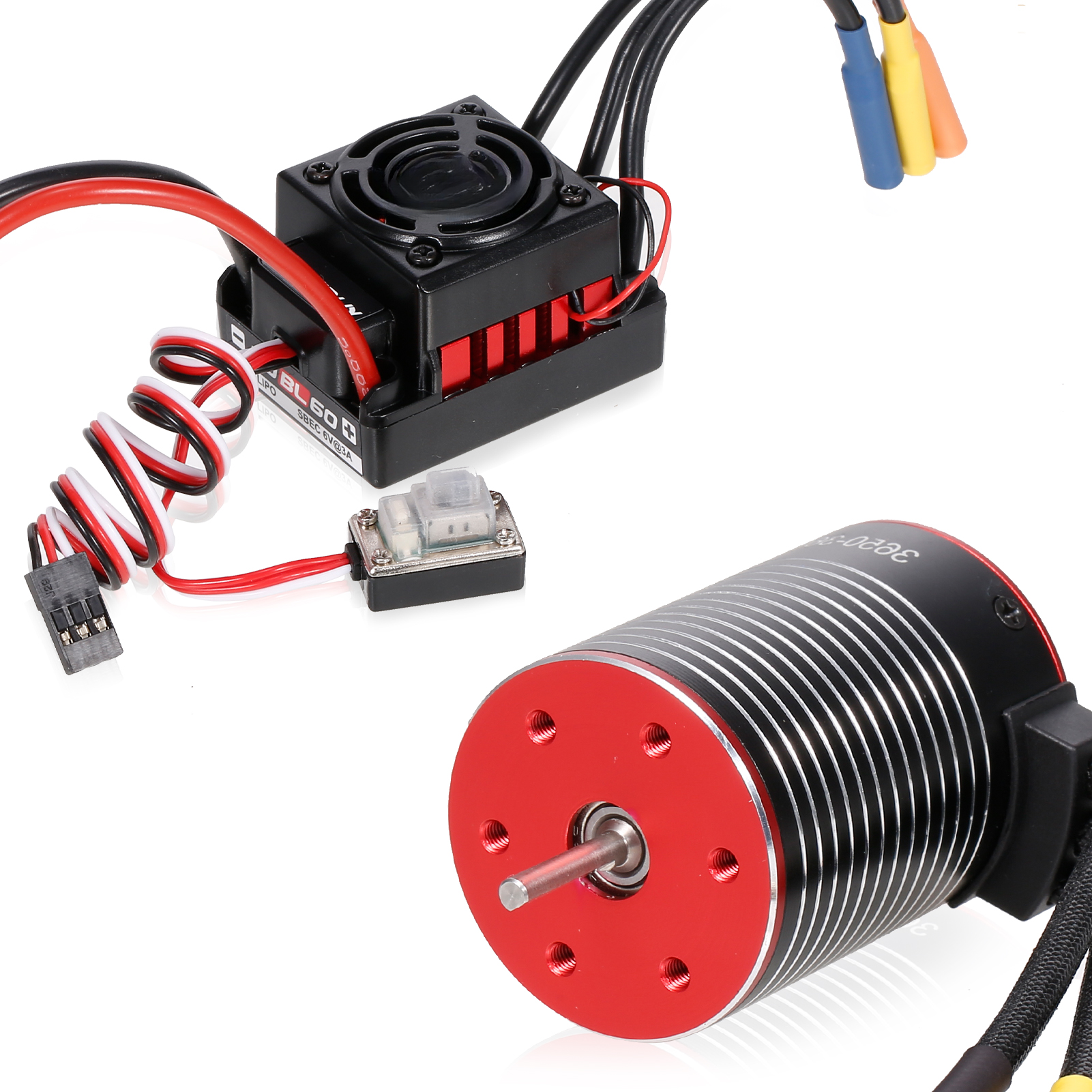 3650 5200KV Бесколлекторный мотор и WP-10BL60 60A ESC Водонепроницаемый комплект для 1/10 RC внедорожного гоночного автомобиля