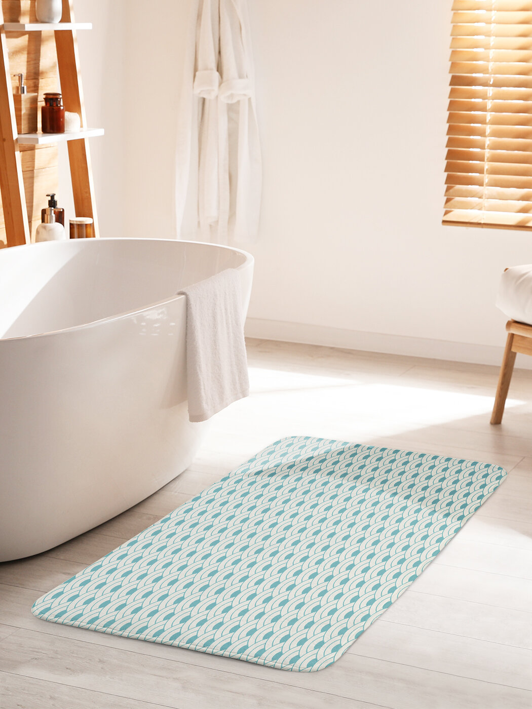 Коврик для ванной комнаты и туалета противоскользящий "Морские волны" 60х100 см, JoyArty