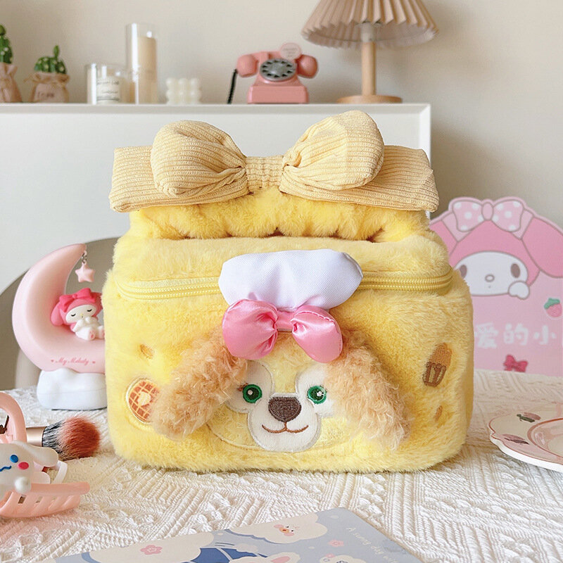 Милая плюшевая косметичка с изображением собаки-повара ЛинаБелл, симпатичная маленькая квадратная сумка для хранения, портативная дорожная сумка.