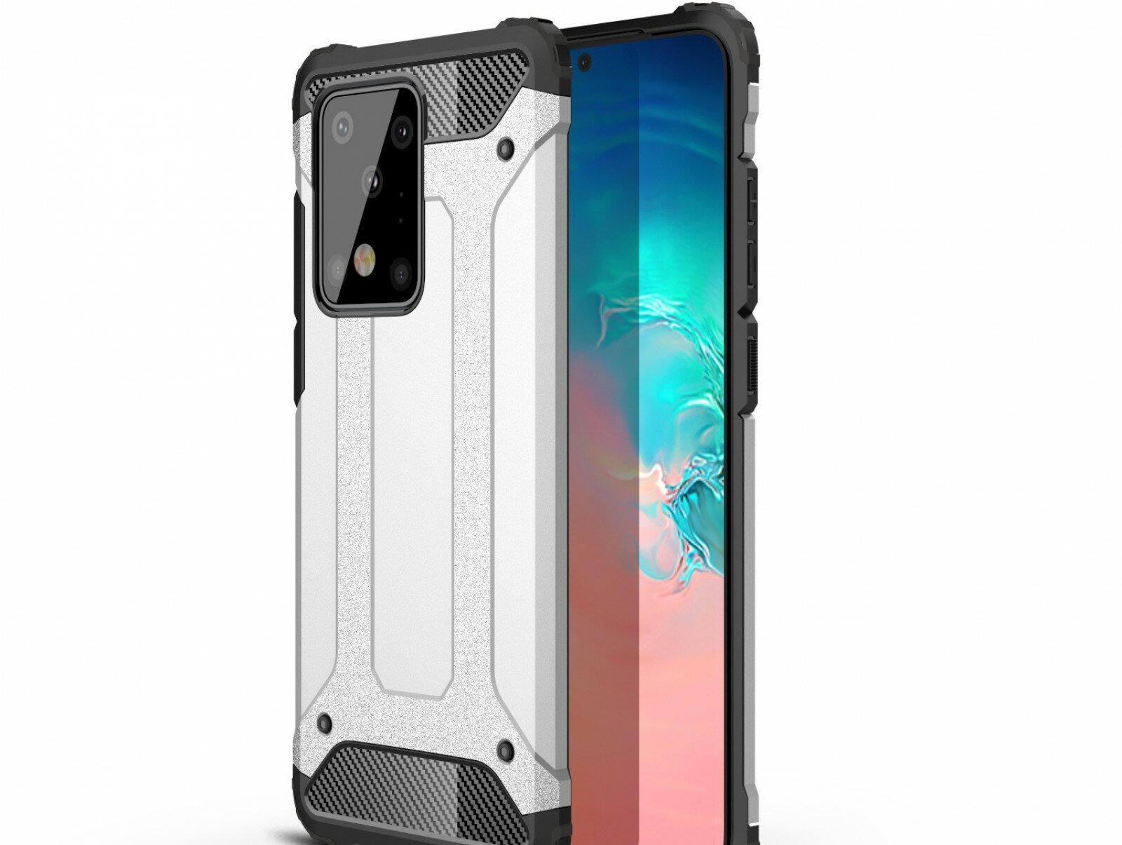 Чехол-бампер MyPads для Samsung Galaxy S20+ Plus противоударный серебряный