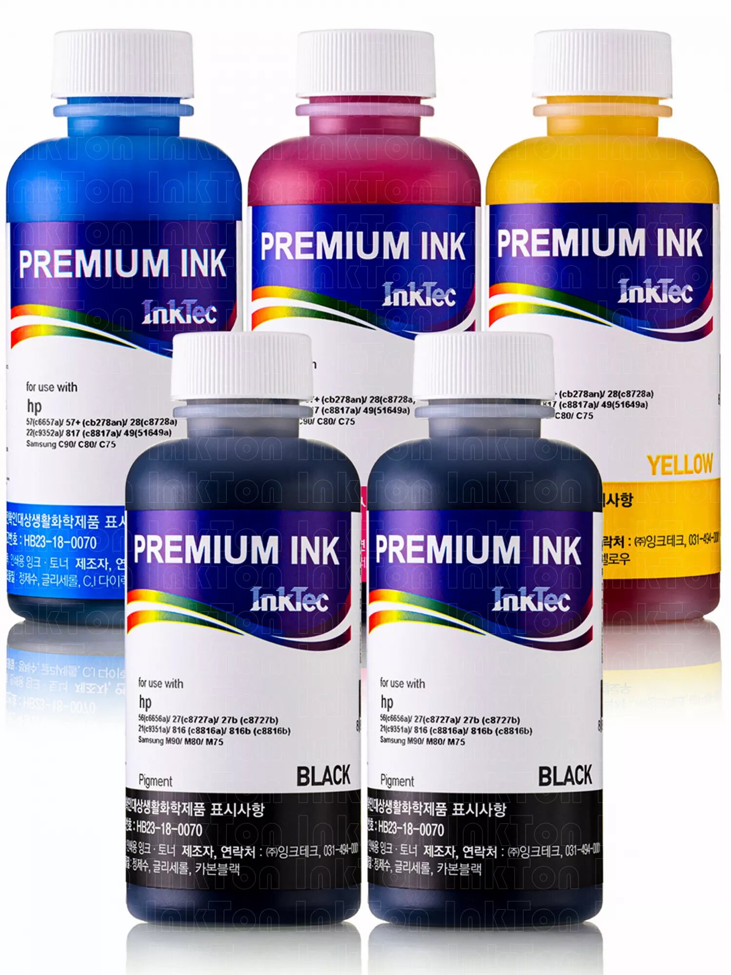 Чернила для заправки картриджей HP 21, 22 XL, 27, 28, 49, 56, 57, для принтеров и МФУ HP, 500 мл, комплект