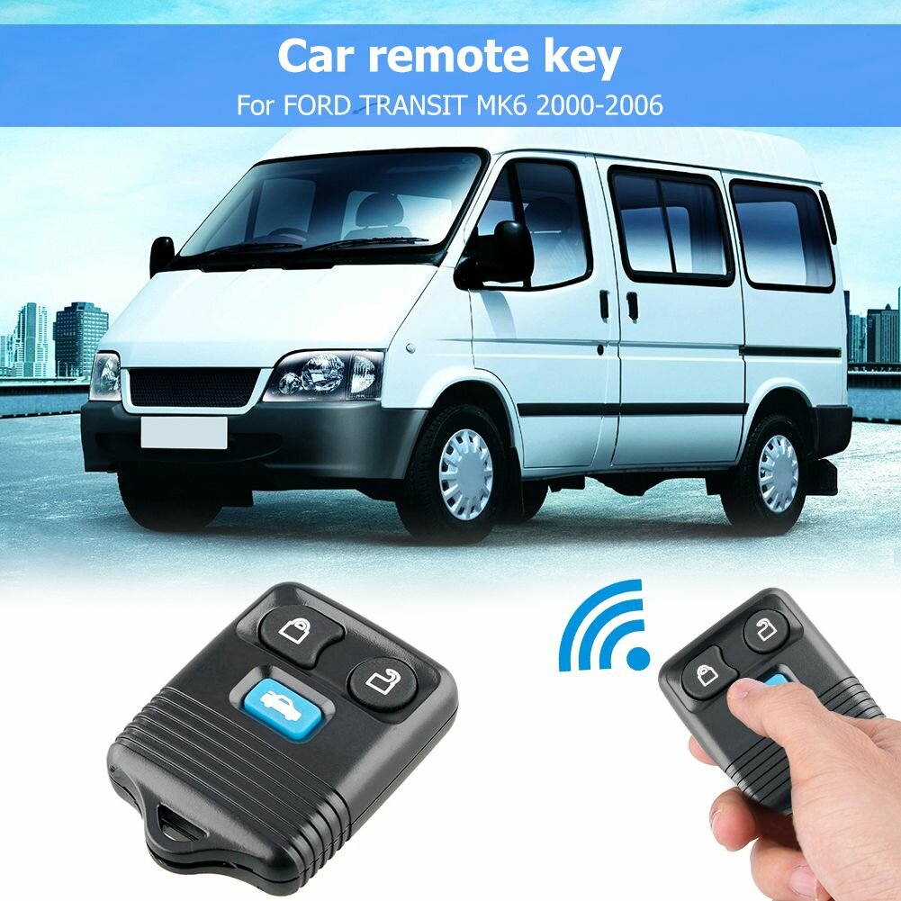 Брелок 3 кнопки 433 МГц для Ford Transit MK6 и Transit Connect (2000–2007), ABS, чип TRANSIT, с батарейкой