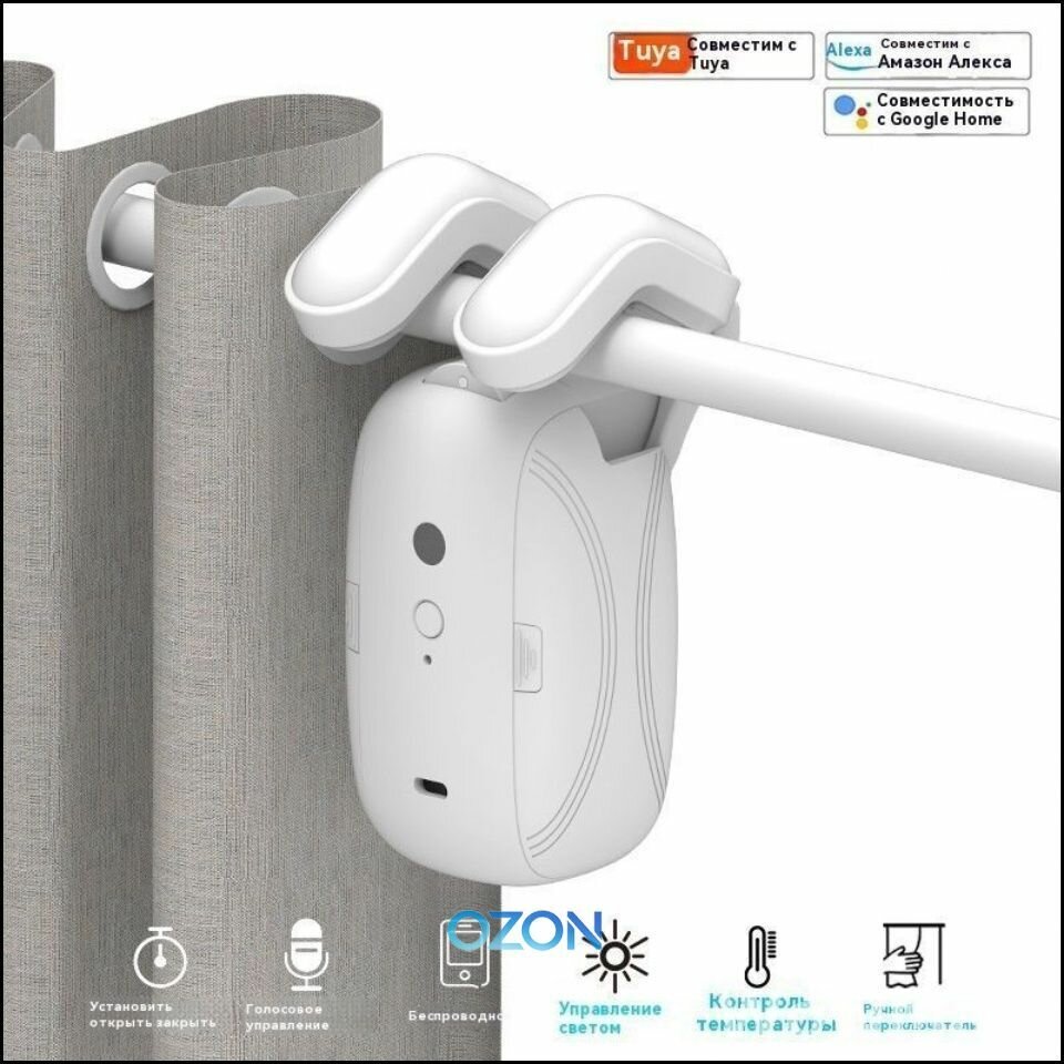 Умные шторы с электроприводом и дистанционным управлением, бестселлер для однополюсного карниза 1 шт