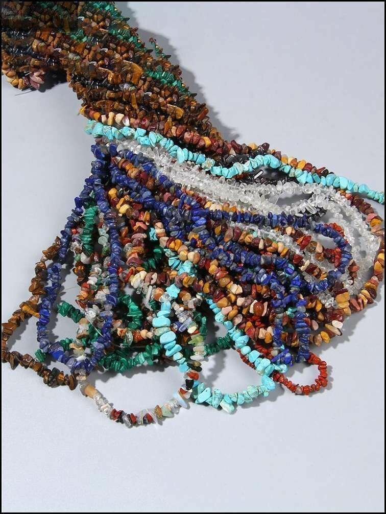 Опал, крошка бисера, натуральные камни, для создания украшений, 5-8 м, форма произвольная, нить около 40 см