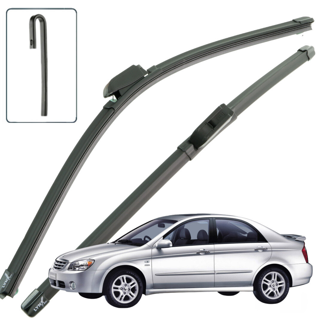 Дворники Kia Cerato (1) LD / Киа Серато ЛД 2004 / 2005 / 2006 / 2007 / 2008 Щетки стеклоочистителя бескаркасные автомобильные LYNXauto к-т 2шт, 600мм-400мм