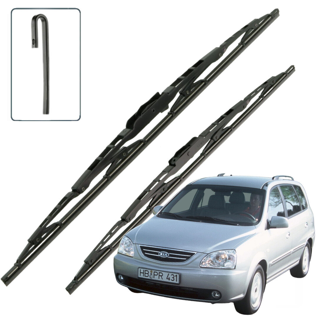 Дворники Kia Carens (1) FJ / Киа Каренс минивэн рест. 2002 / 2003 / 2004 / 2005 / 2006 Щетки стеклоочистителя каркасные для автомобиля 600мм-450мм к-т 2шт.