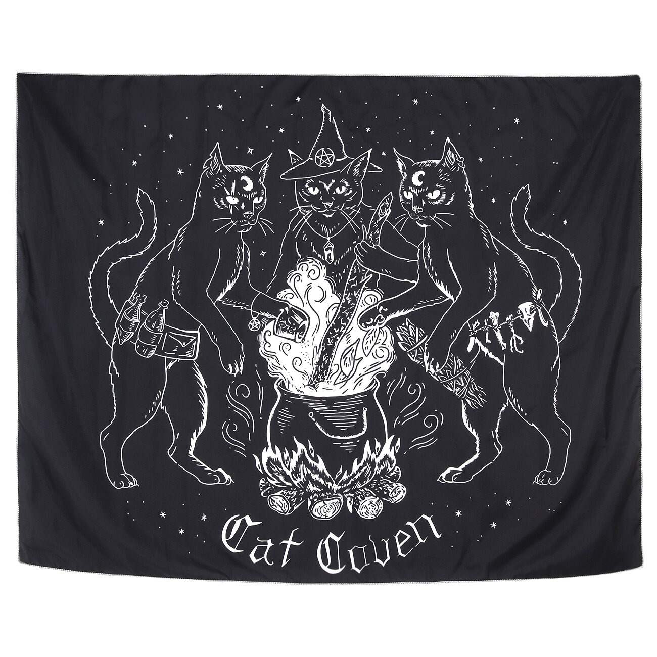 Гобелен настенный "Шабаш Ведьм", черные кошки, 95х73 см