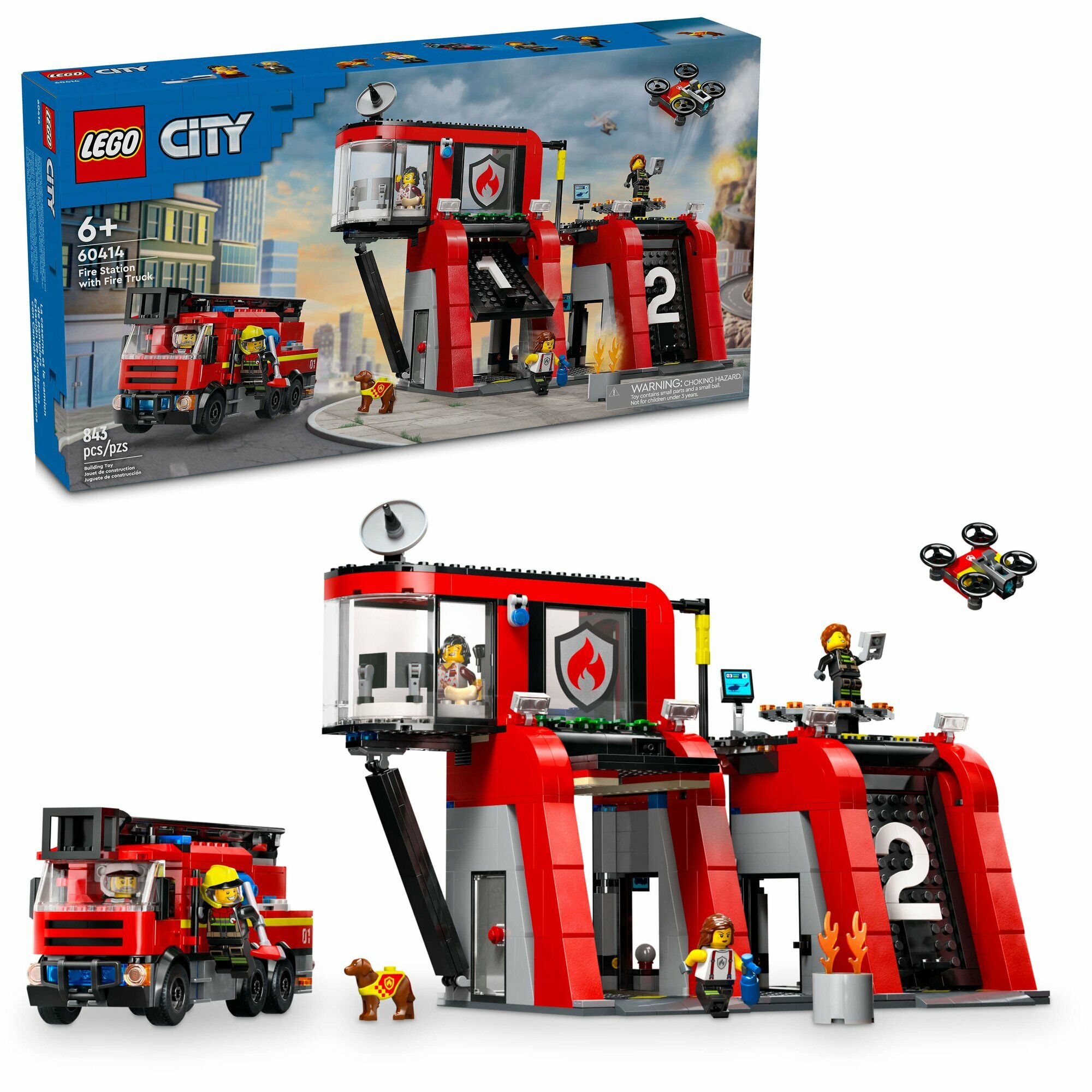 Конструктор LEGO City 60414 Пожарная часть с машиной, 843 дет.