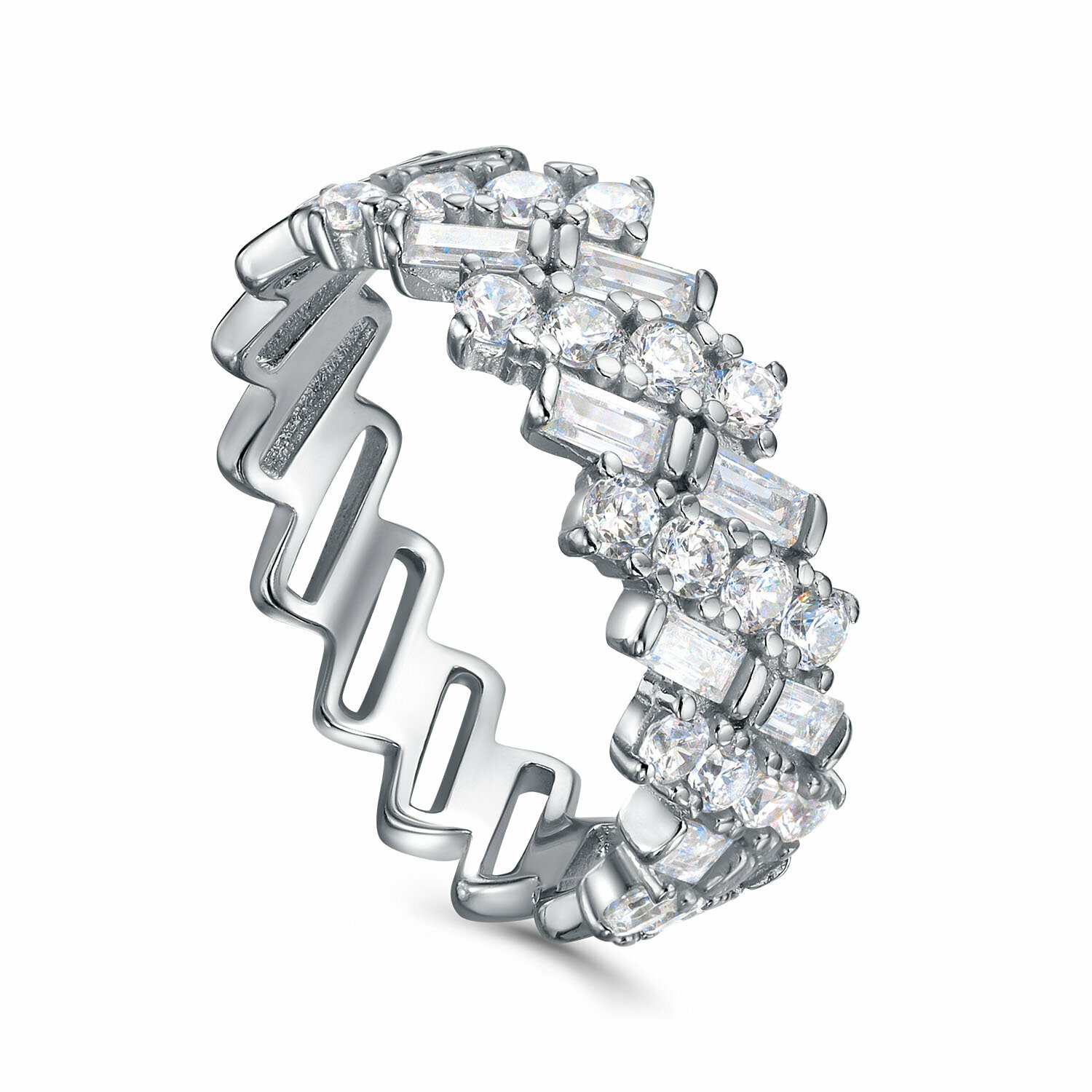 Кольцо, серебро, 925 проба, фианит