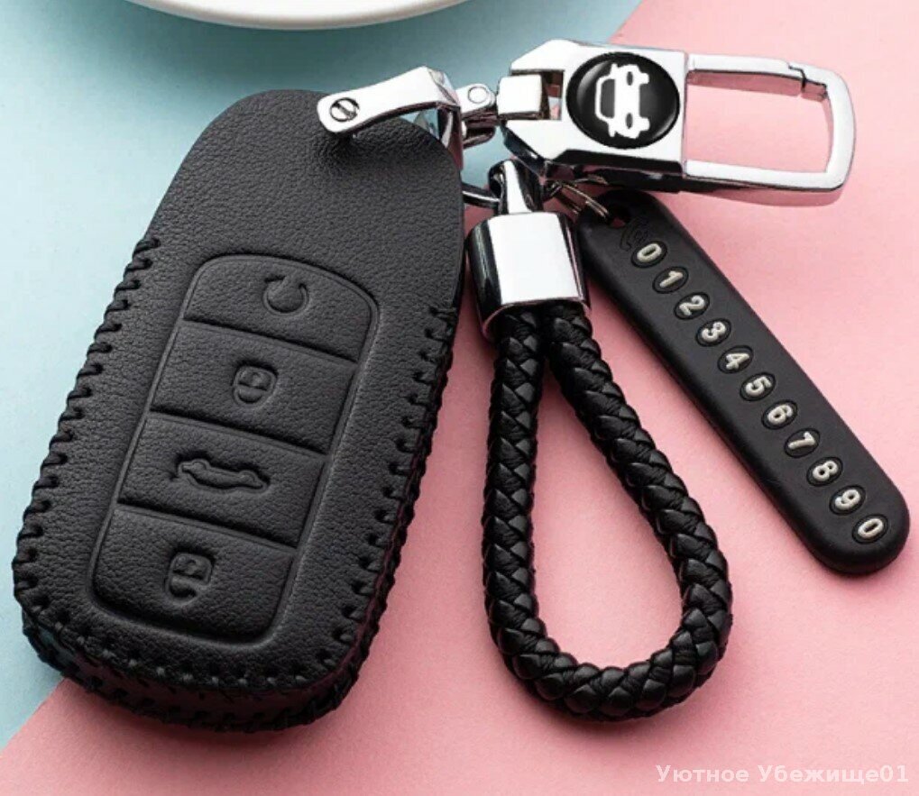 Защитный кожаный чехол MyPads M-222482 брелок для авто ключа Chery Tiggo 8 PRO, Tiggo 8, Tiggo 7 PRO, Tiggo 4 Тигго