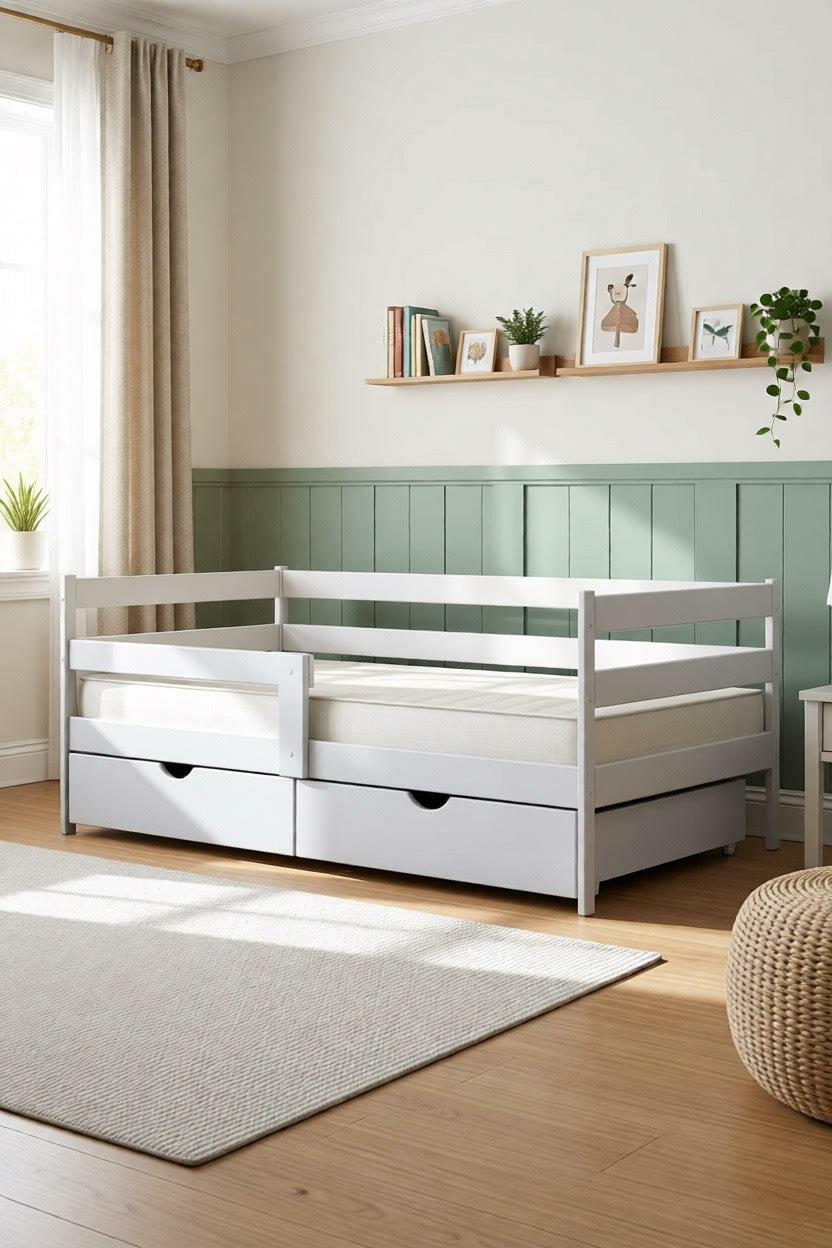 Детская кровать из массива 160х80 белая Лео