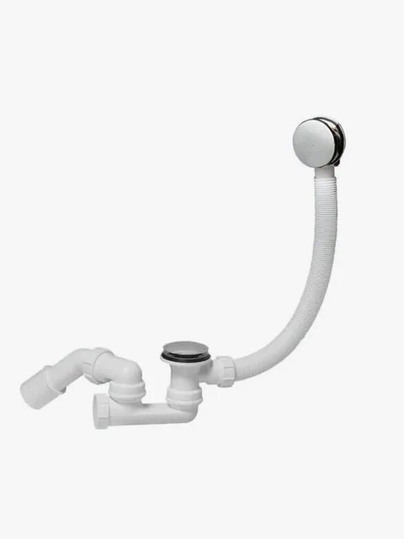 Слив-перелив для ванн полуавтоматический пластиковый McALPINE MRB8CB (кнопка) d40/50мм, с коленом