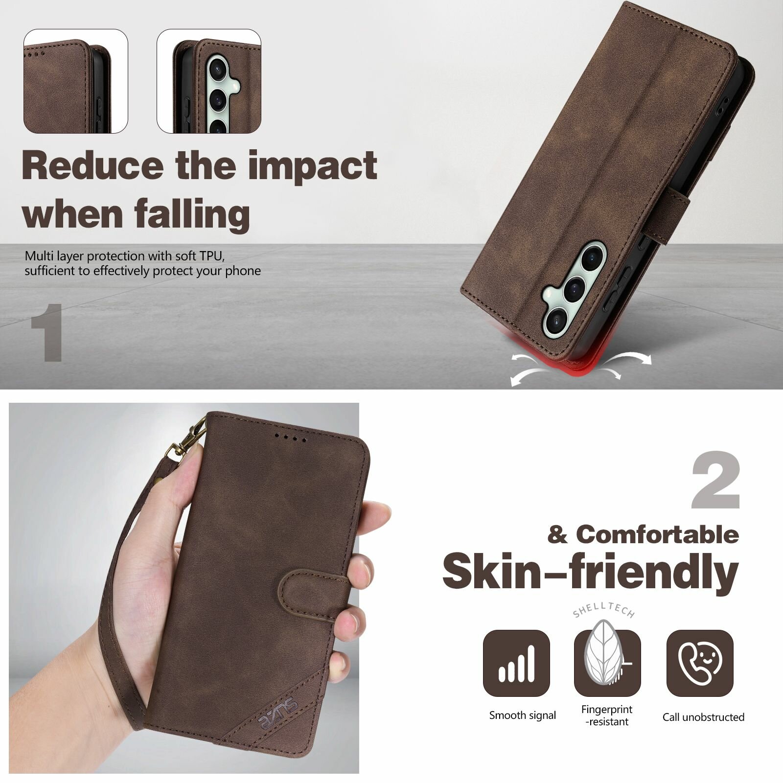 Роскошный кожаный чехол для мобильного телефона Samsung Galaxy S23 FE uxury Leather Case