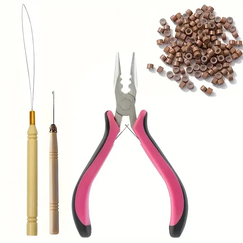 Набор Для Наращивания Волос С Микрокольцом, Плоскогубцы С 3 Отверстиями, Крючок, Съемник Для Бусин
