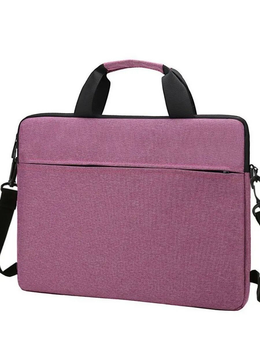 Сумка для ноутбука 14", полиэстер, крепкие ручки, плечевой ремень, фиолетовая, сиреневая