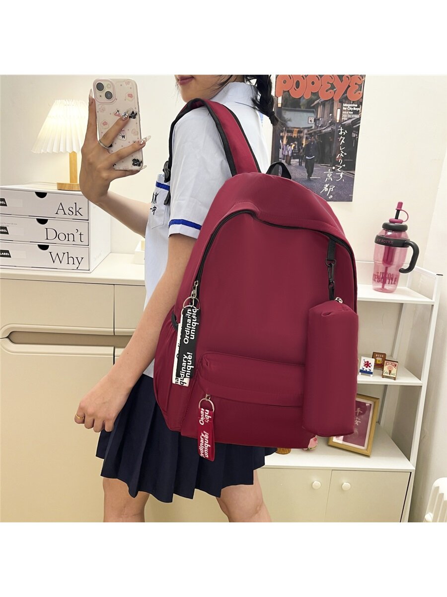 Рюкзак большой емкости для девочек студенток Универсальный Ins Pure Color Bookbag для начальной и средней школы