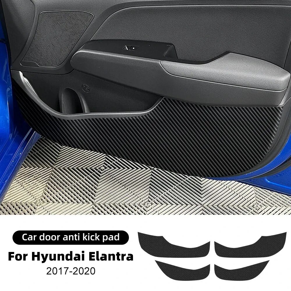 Дверная противоударная накладка для Hyundai ELANTRA 2017 2018 2019 2020 LHD RHD Автомобильный кожаный карбоновый коврик, аксессуары для отделки.