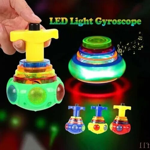 Светящаяся музыкальная юла с LED подсветкой , Детская развивающая игрушка, вращающийся волчок для вечеринок (случайный цвет)