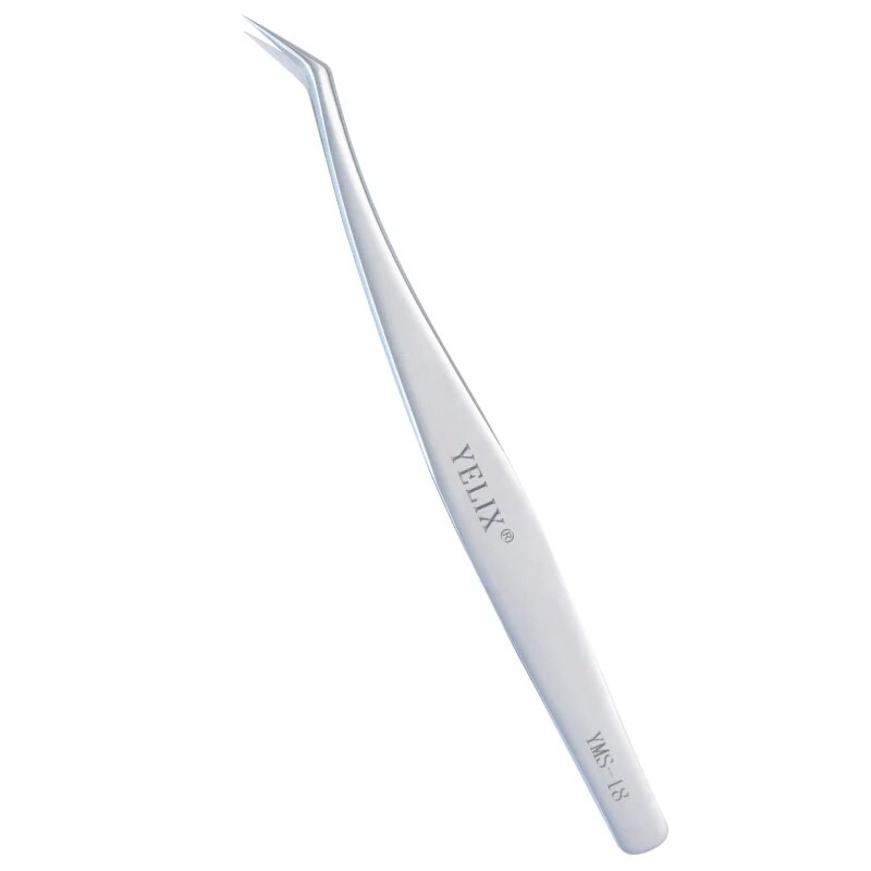 Пинцет для наращивания ресниц Yelix YMS-18 Matte Silver