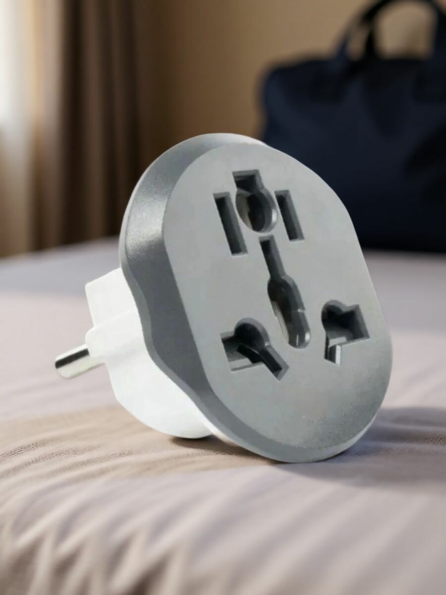 Сетевой евро переходник, универсальный адаптер на евровилку с заземлением для подключения устройств со штекером UK/US/CN