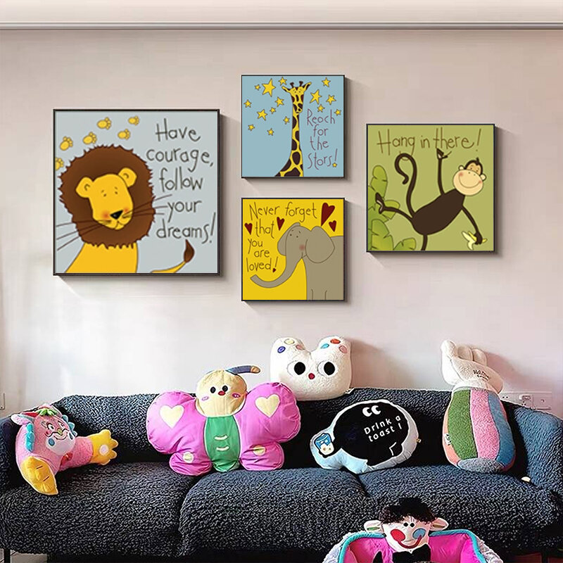 Интересная декоративная картина с изображением дивана в стиле дофамин, мультяшная композиция для гостиной, детской комнаты, спальни, милая, оптом.