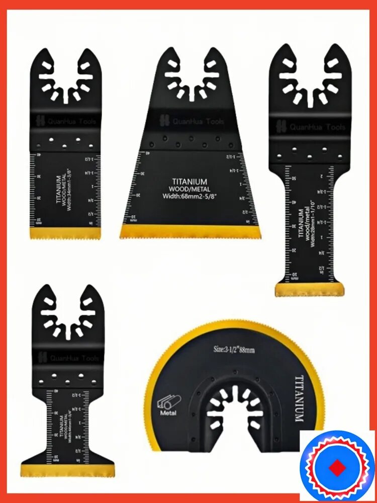 Набор титановых пильных полотен для реноватора QuanHua Tools, 105 мм, 5 шт. для дерева, металла, пластика, гипсокартона
