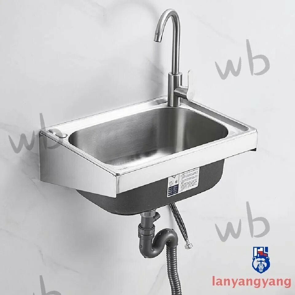 Настенная раковина из нержавеющей стали, без отверстия для перелива, с устройством для слива сифона, устанавливается на стену, 38x32 см LYYSZ