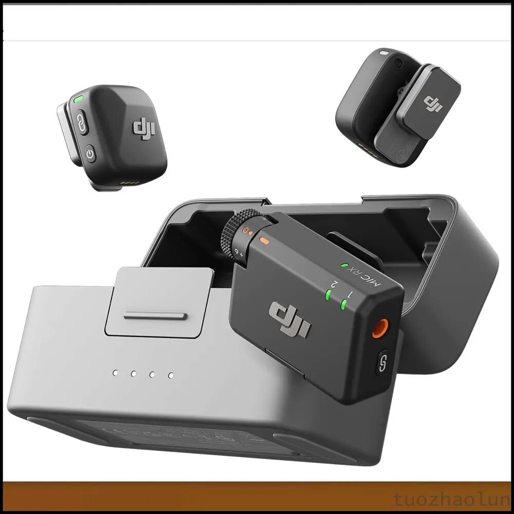 Микрофонная стойка DJI Mic Mini (2 передатчика + 1 приемник + зарядный кейс), беспроводной петличный микрофон для iPhone/камеры/Android, сверхлегкий, с четким звуком, белый, черный