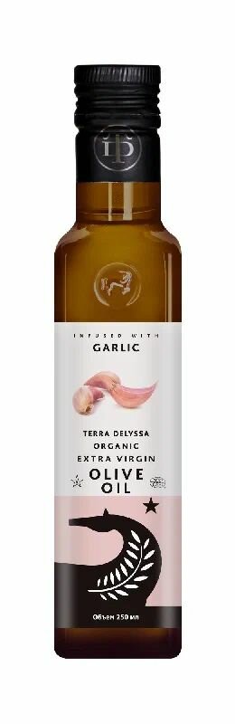 Масло TERRA DELYSSA оливковое Extra Virgin Organic с натуральным экстрактом чеснока /стекло/ 250мл
