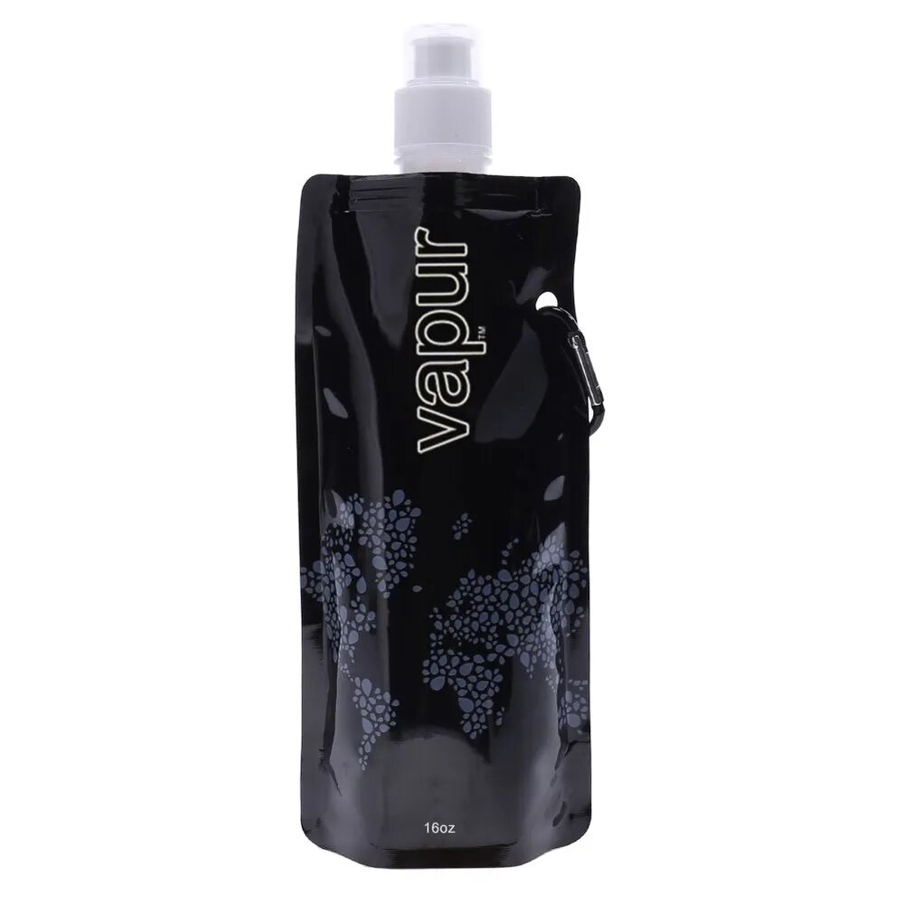 Складная силиконовая походная фляжка чёрного цвета