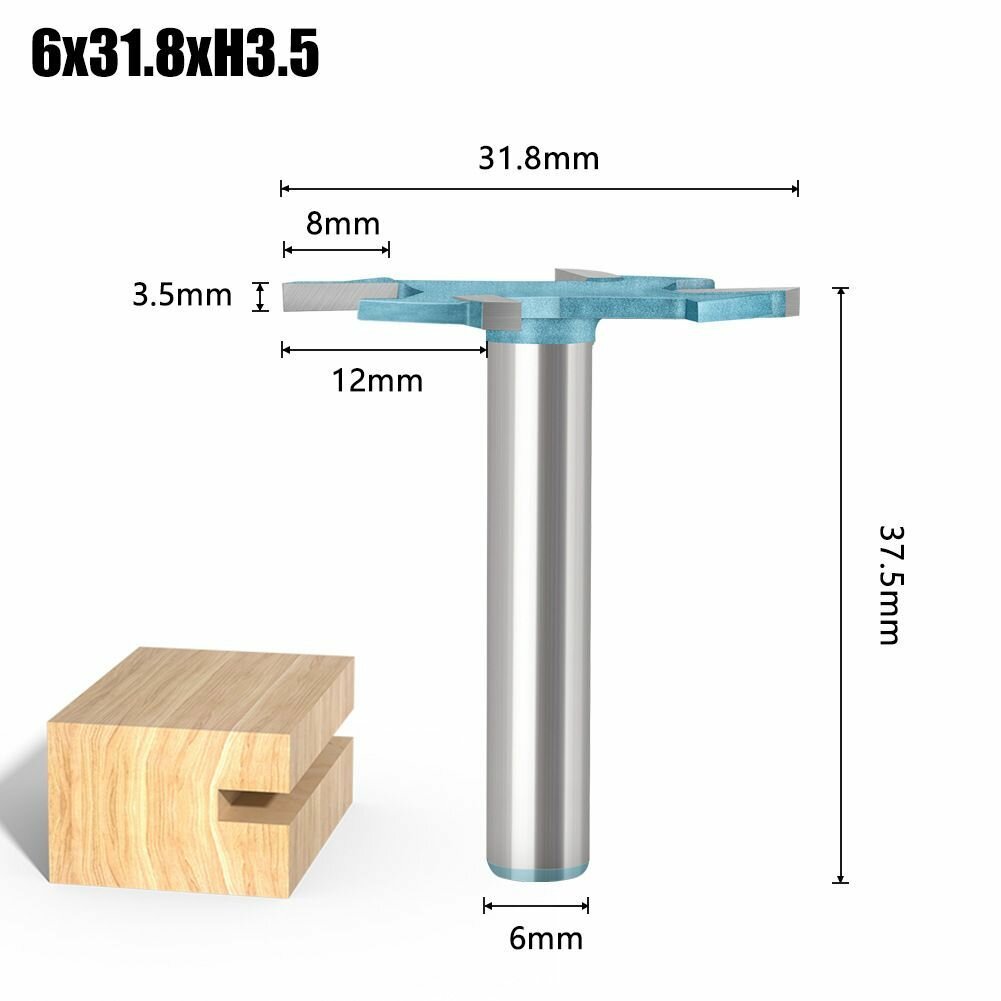 Фреза по дереву кромочная дисковая пазовая 31.8 х 3.5 мм хвостовик 6 мм