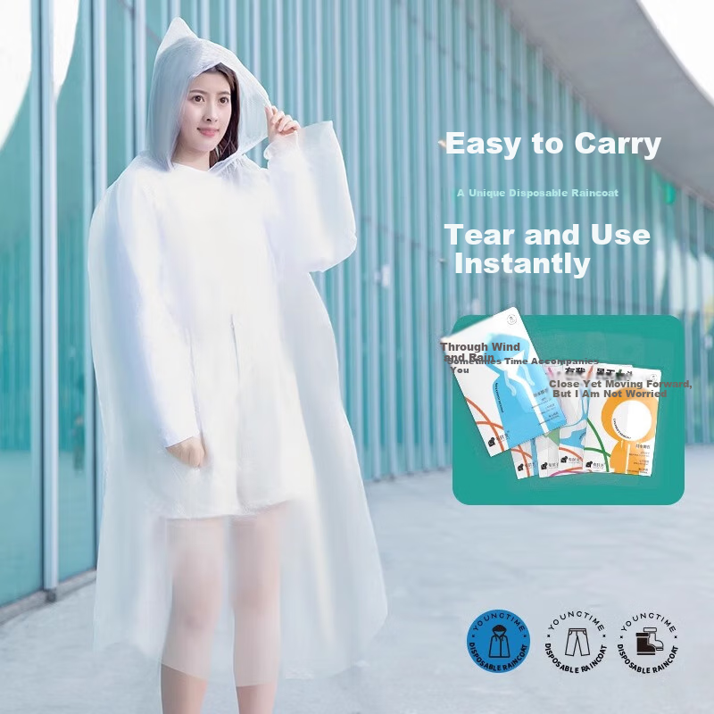 Одноразовый утолщенный портативный дождевик для взрослых полная защита на открытом воздухе Цвет：Набор из 5 компактных
