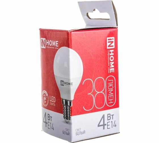Светодиодная лампа IN HOME LED-ШАР-VC 4Вт 230В Е14 4000К 360Лм
