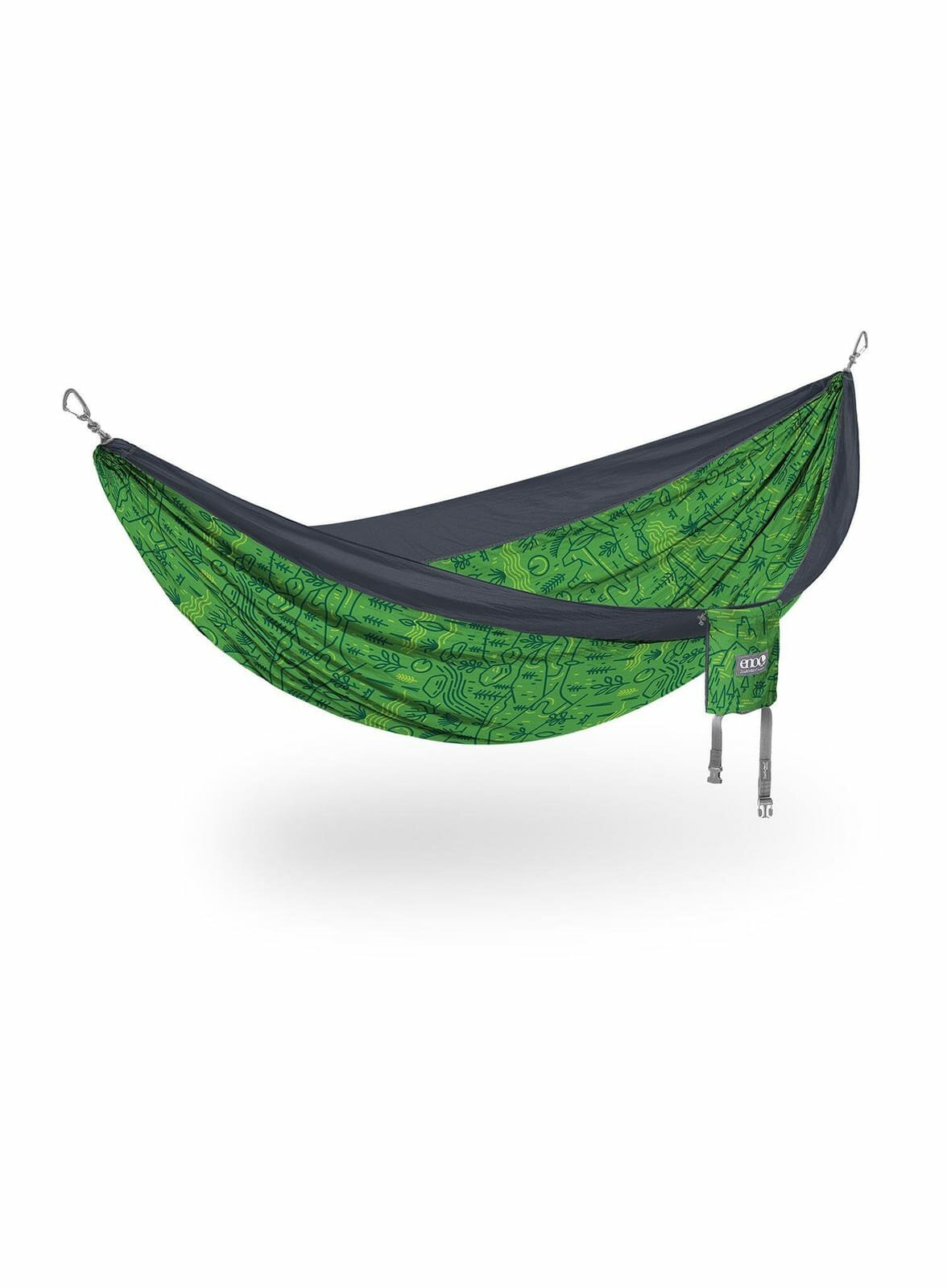 DECATHLON Гамак ENO DoubleNest Print Giving Back Hammock, зеленый, длина 290 см, ширина 192 см, максимальная нагрузка 181 кг
