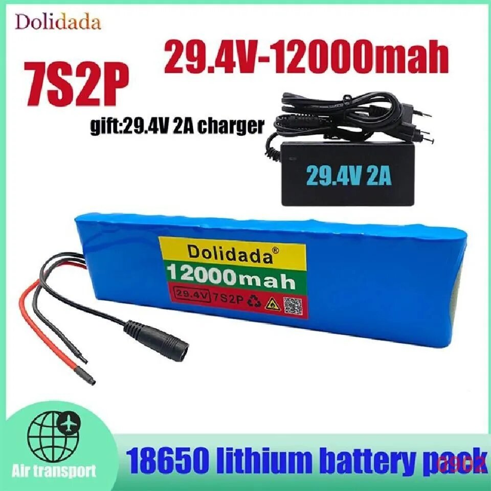 Dolidada 18650 lithium battery pack 29.4V-12000mah 7S2P blue box