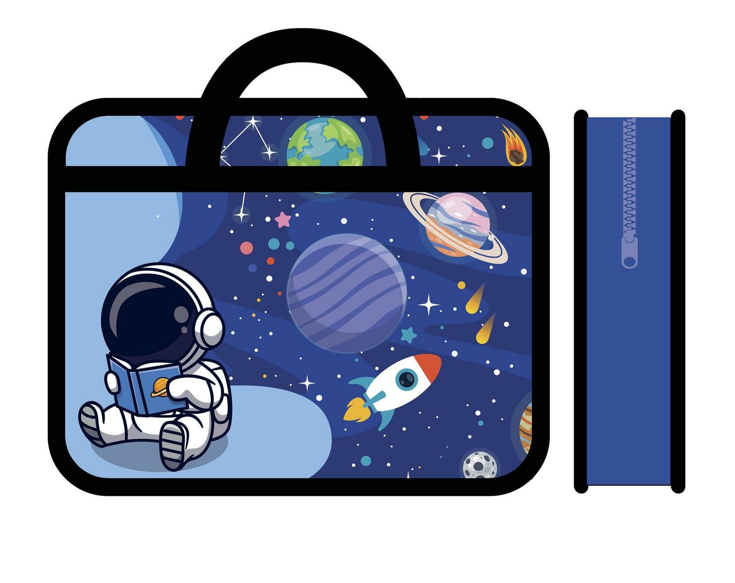 Папка-портфель А4 пластиковая с ручками "Самый быстрый 2026", широкая 120 мм, на молнии, разноцветный принт