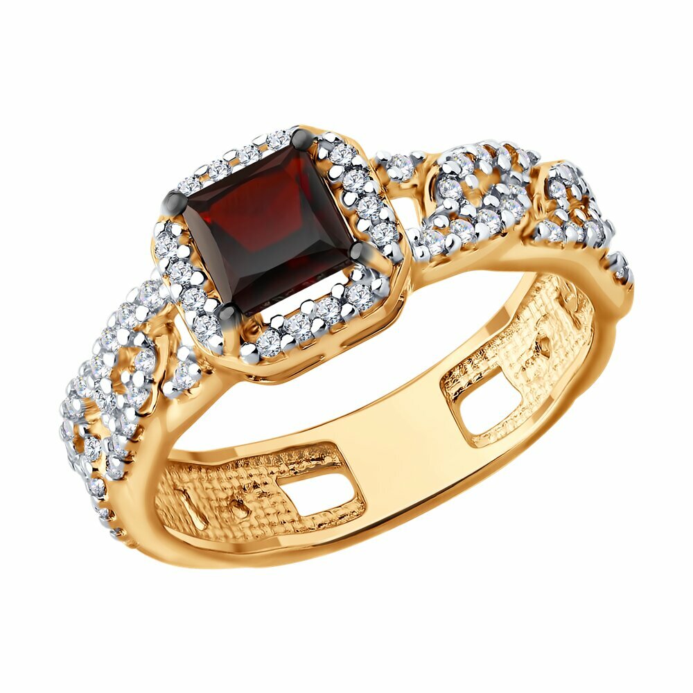 Кольцо, серебро, 925 проба, золочение