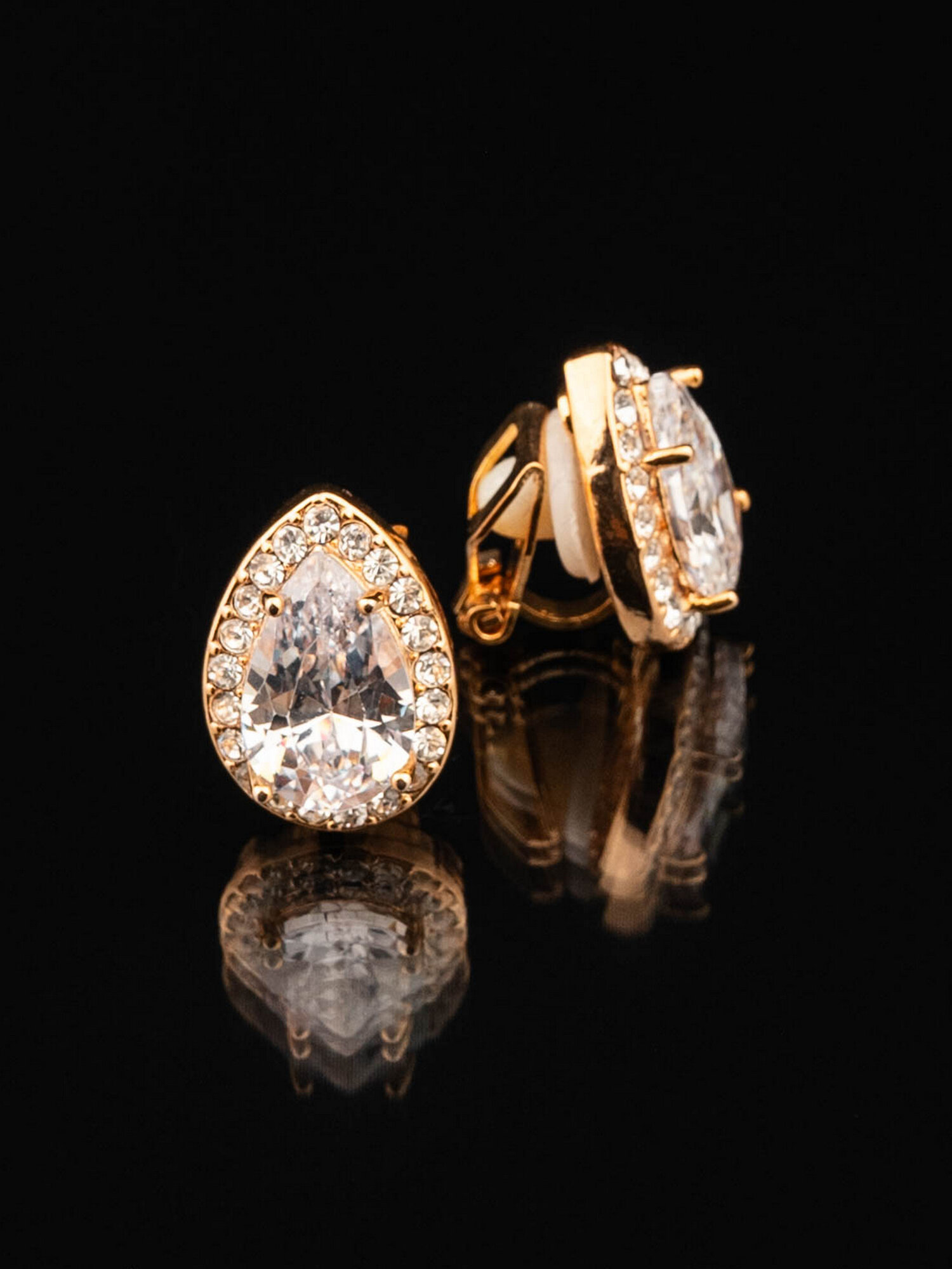 Серьги клипсы, фианит