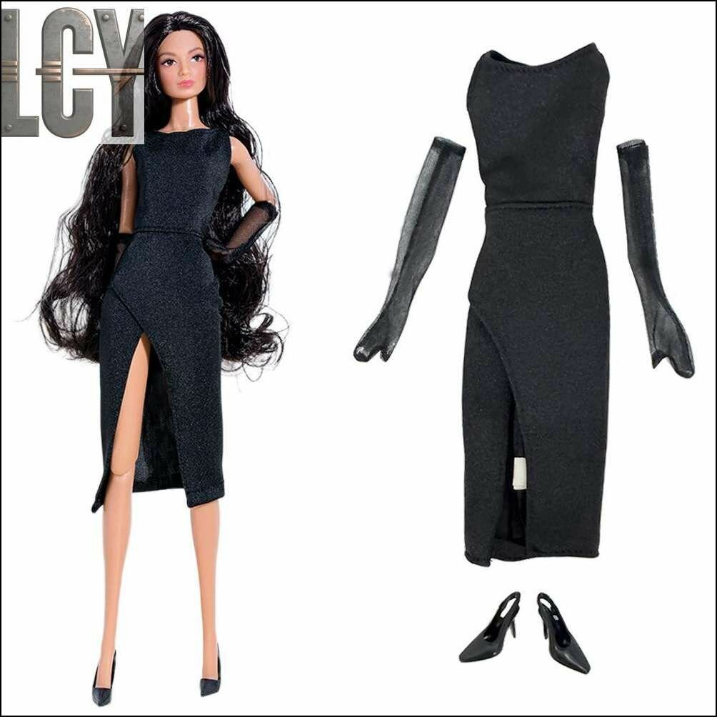 Черное Платье +Туфли Для одежды куклы Барби