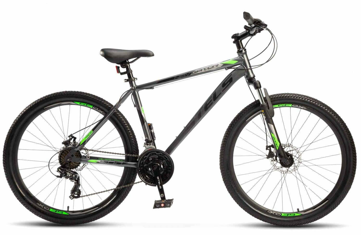 Велосипед взрослый горный STELS, Navigator-500 MD 26, рама 20, колеса 26, 21 скор. Темно-серый, на рост 175-185