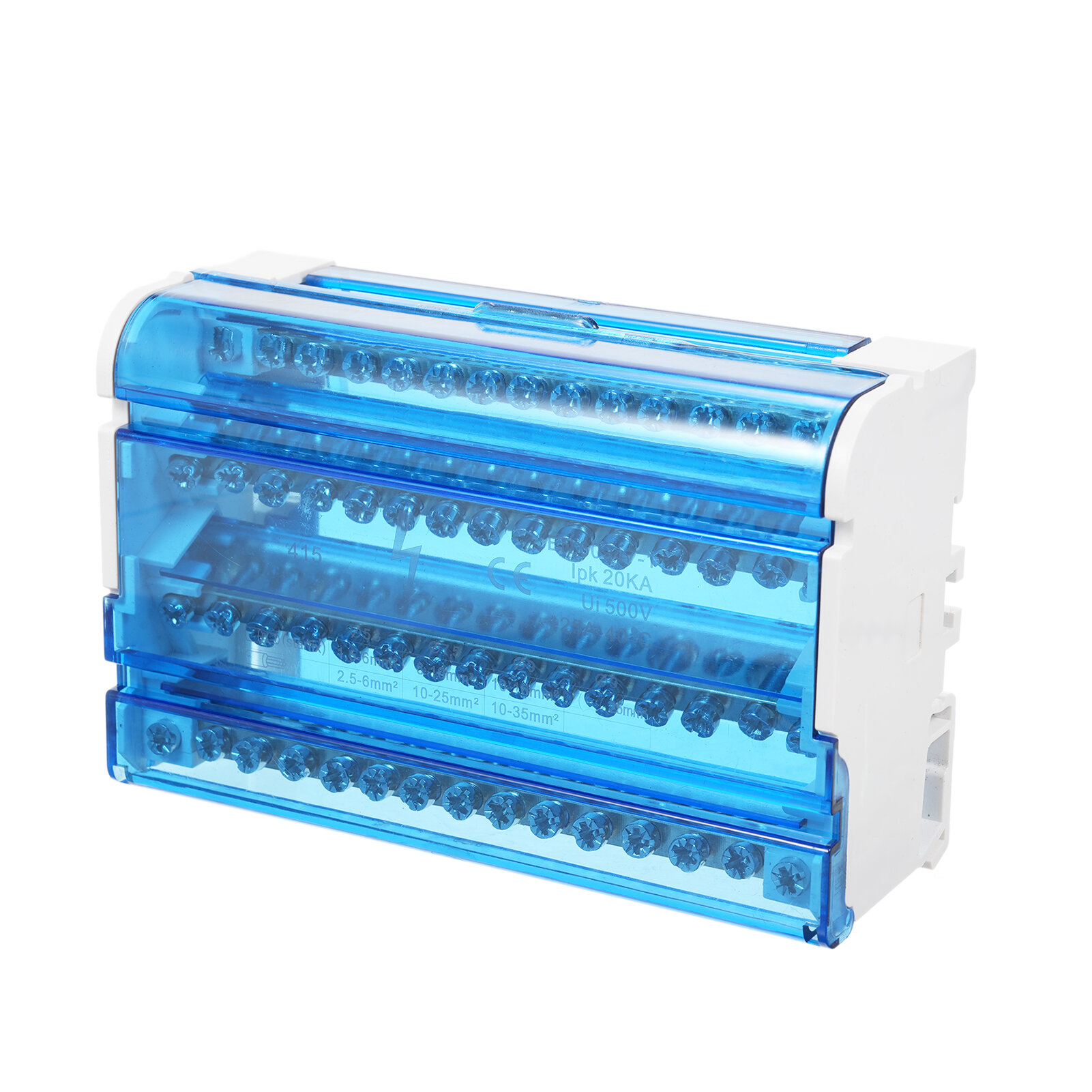 Клеммная колонка, распределительная коробка, 4-уровневый однофазный распределительный корпус, клеммная коробка 415, корпус для клемм на DIN-рейку с прозрачной крышкой, распределительная защитная коробка.