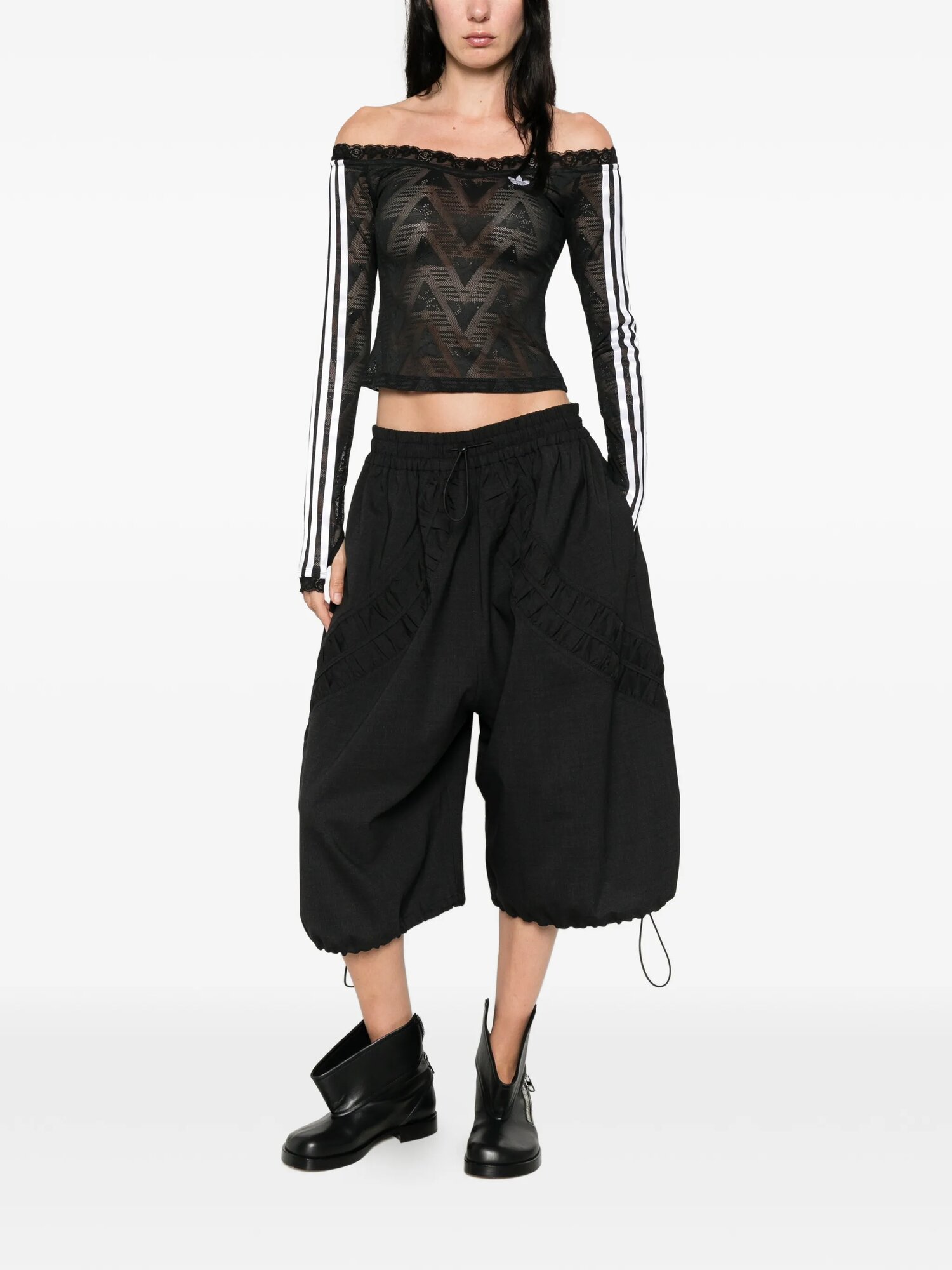 Топ adidas Lace-trim striped top, размер 12 UK — фото 1
