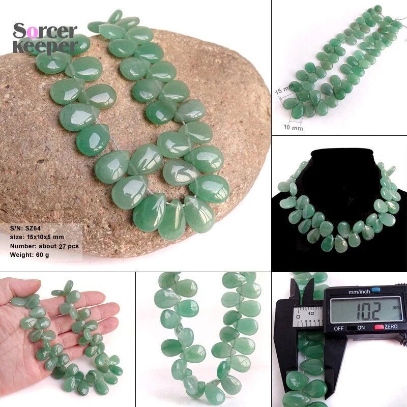 Бусины из натуральных камней набор SZ00 6-14 мм Изумрудный, Aventurine