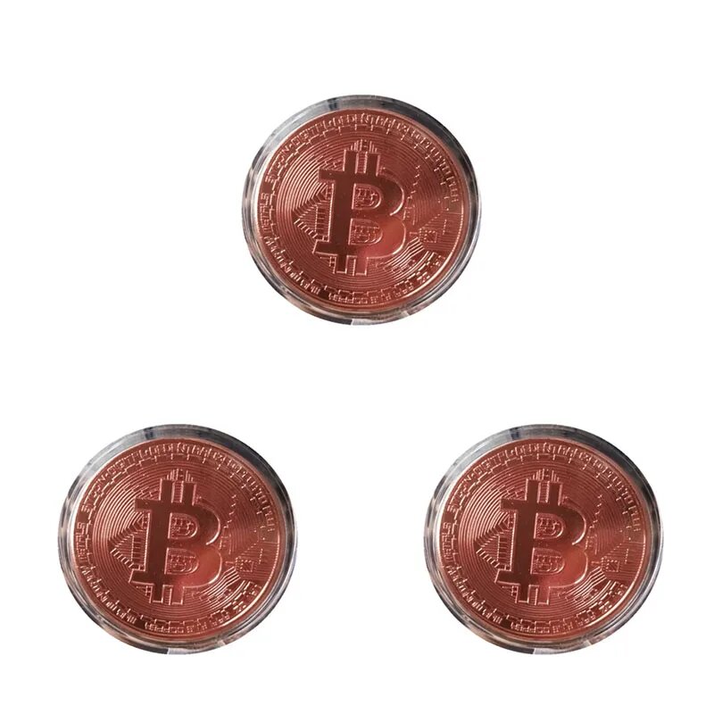 3шт. Коллекционные монеты Bitcoin, Rose gold